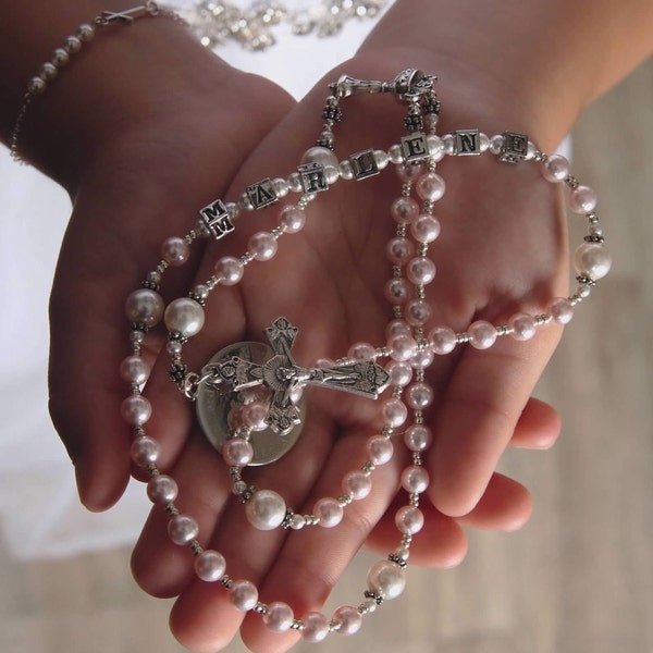 Girls First Communion Rosary, Communion Gift, Personalized Rosary ...