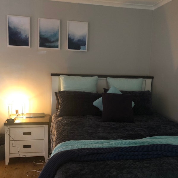 Modern Blue Poster, Dark Blue Abstract Print, Navy Blue Watercolour ...