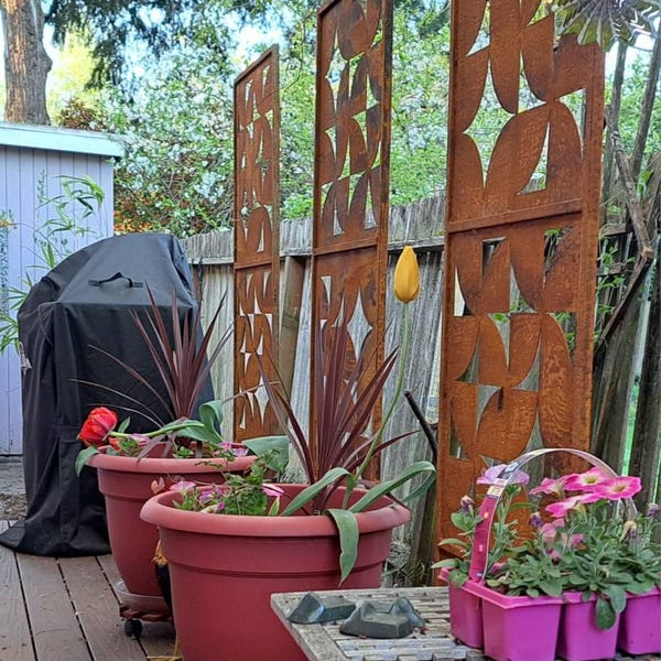 Mid-century Privacy Screens, Metal Garden Art Panels, Privacy Fence or ...