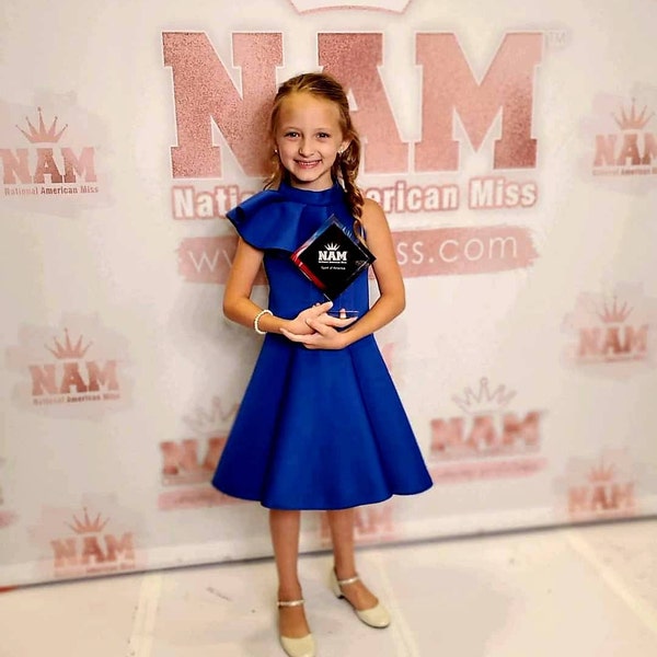 Hot Pink Interview Pageant Dress With Belt Girls Neoprene Fluffy Dress ...