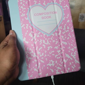 Composition Book Pastel Pink and Blue iPad Case Notebook Cute Kawaii ...