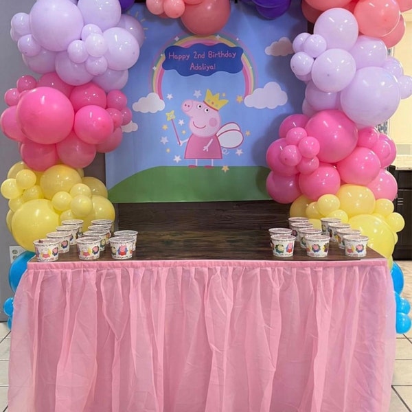 PIG Character Inspired Backdrop - Personalized Birthday Party Backdrop ...