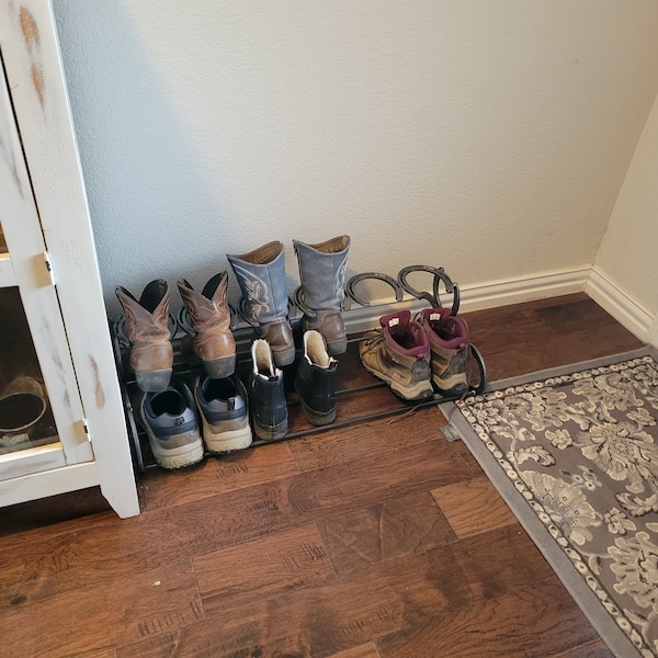 Rustic Horseshoe Boot & Shoe Rack - the Heritage Forge - Etsy