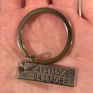Personalized Coordinates Keychain, Stainless Steel Latitude Longitude ...