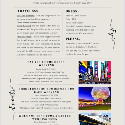 Bridesmaid Expectations Card - Etsy