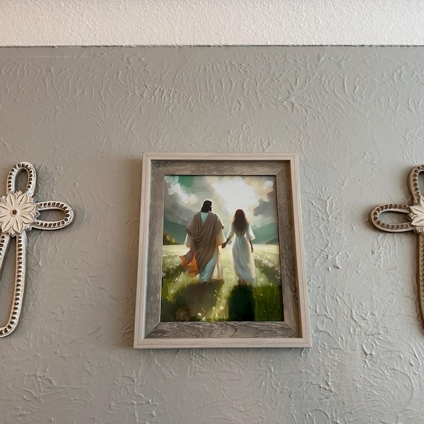 Walk With Me Jesus | Christian Wall Art | Jesus Walking With Woman | Jesus and Girl Art | Bible ...