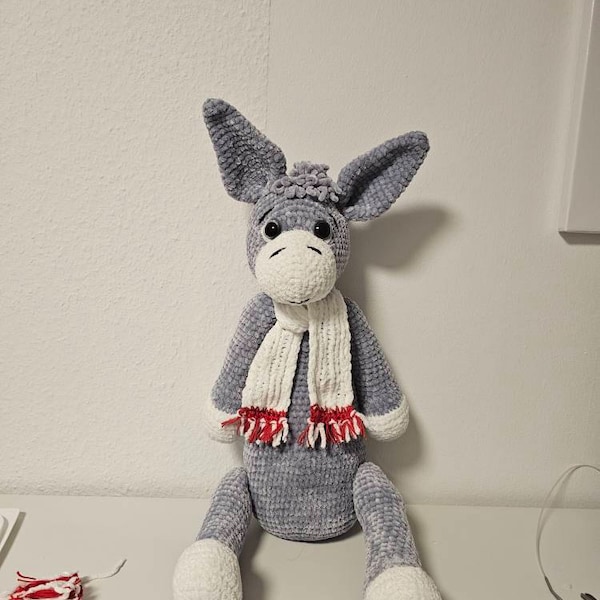 Pretty Donkey, Cuddly Toy Made of Soft Chenille Wool, Head, Arms and ...