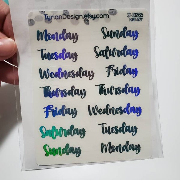 Days of the Week Stickers | Monday- Sunday | All 7 Days - 2 of Each Day ...