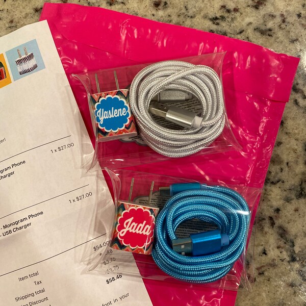 Navy Slant Phone Charger Letter Set | Personalized Charger | iPhone ...