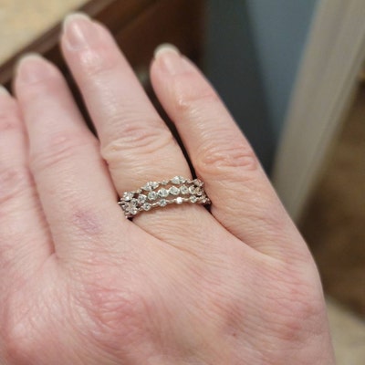 Pearl Diamond Stacking Rings by Caitlyn Minimalist Dainty Gold Pearl ...