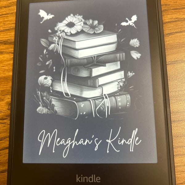 Custom Kindle Lock Screen, Book Stack Romantasy Kindle Screen Saver ...