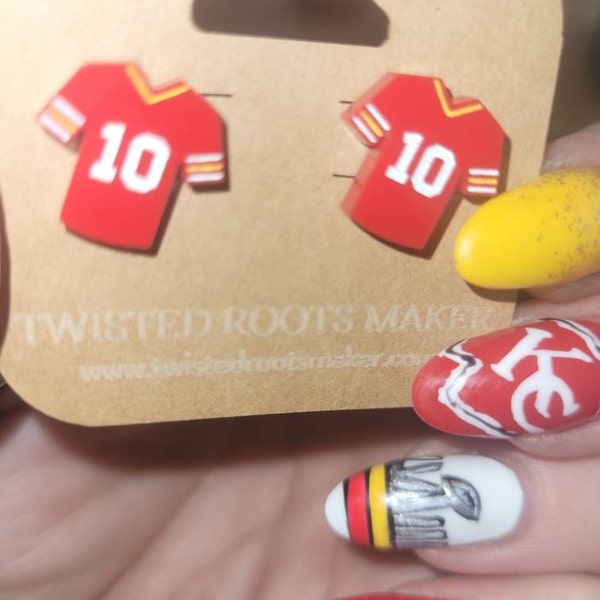 MINI - Red - Kansas City Chiefs Jersey Laser Cut Painted Stud Earrings ...