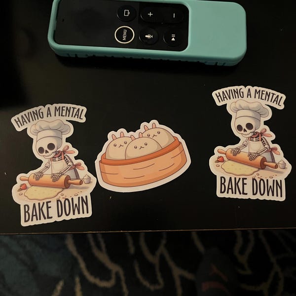 Skeleton Baking Sticker-'i'm Having a Mental Bake Down Humorous Vinyl ...