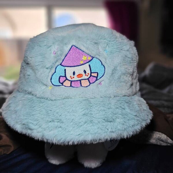 Fluffy Bucket Hat , Blue Bucket Hat, Clown Fashion , Clowncore Fashion ...