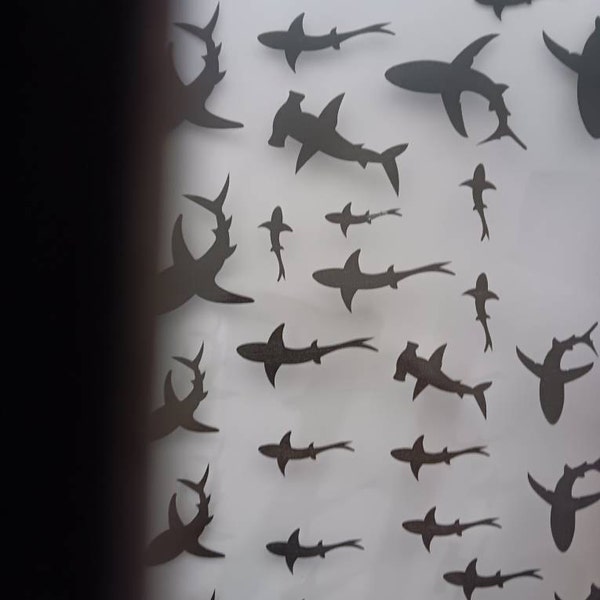 3D Sharks ( 30-40-50MM Mix) Clear Transparent Film Black Color Mix for ...