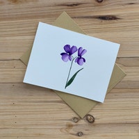 Violet Card, Floral Card, Floral Watercolor Card, Violet Birthday Card ...