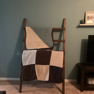 Extra Wide Blanket Ladder, Very Large Farmhouse Quilt Rack Display ...