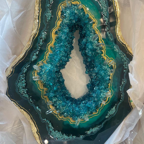 Geode Resin Art XL /fuchsia Resin Geode Painting / Freeform Geode ...