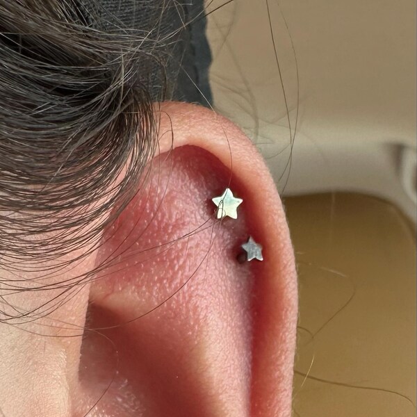 Titanium Star Threadless Push Pin Labret, 2/2.5/3/3.5mm Star Flat Back ...