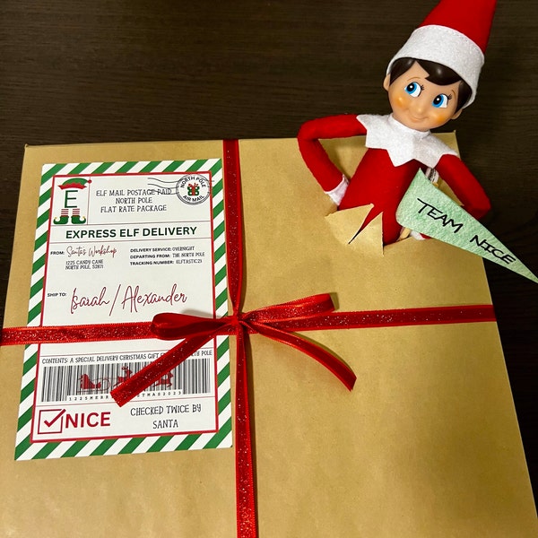 Elf Mail Printable Christmas Label, Santa Shipping Label, North Pole ...