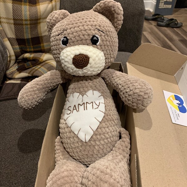 Personalized Stuffed Teddy Bear, Custom Plush, Crochet Bear - Etsy