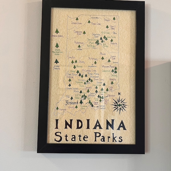 Indiana State Parks Map - Etsy