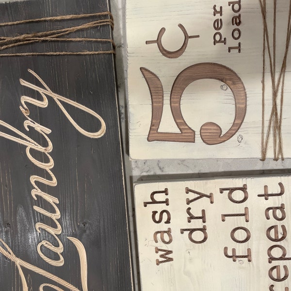 Laundry Room Sign, Laundry Room Décor, Wash Dry Fold Repeat, Rustic ...