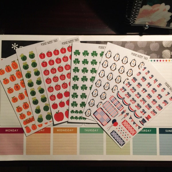 American Flag Date Covers Planner Stickers - July Date Covers - Flag ...