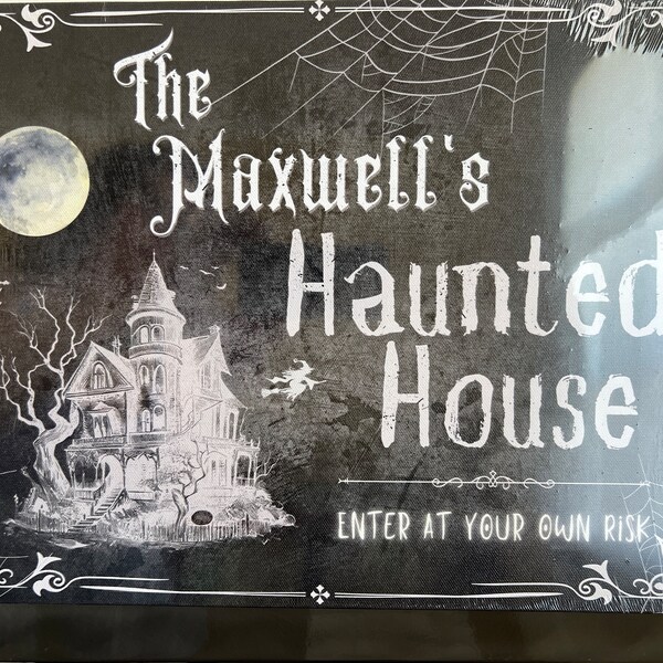 Halloween Personalized Haunted House Sign, Custom Haunted Mansion Wall ...