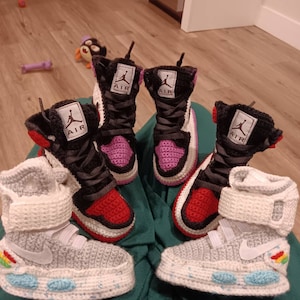 Crochet Jordan Style Custom Sneakers Slippers, Warm Indoor Shoes ...