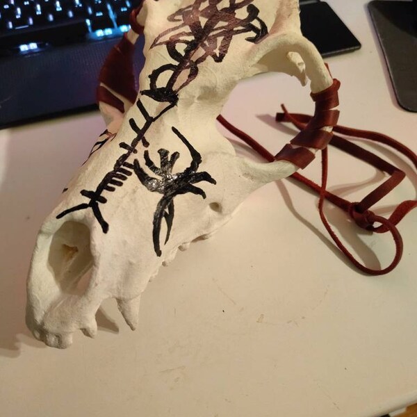 Wearable Shamanic Raven Skull Mask Handcrafted Ogham Writings, Runes ...