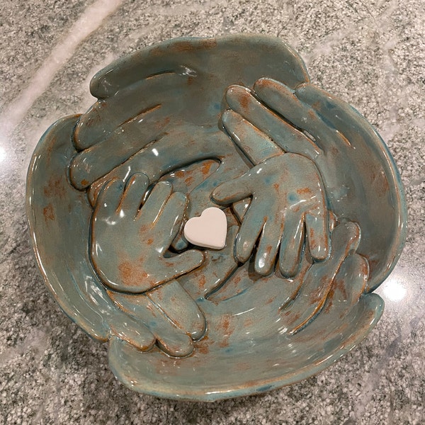 Custom Hand Print Bowl, Clay, Ceramic, Hand Built, Wedding Gift ...