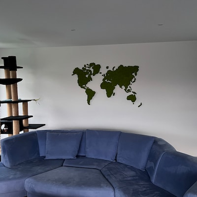 World Map With Moss, World Map With Reindeermoss on a Self-adhesive ...