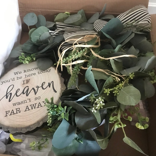 Rustic Sympathy Wreath, Memorial Door Hanger With Flowers, Bereavement ...