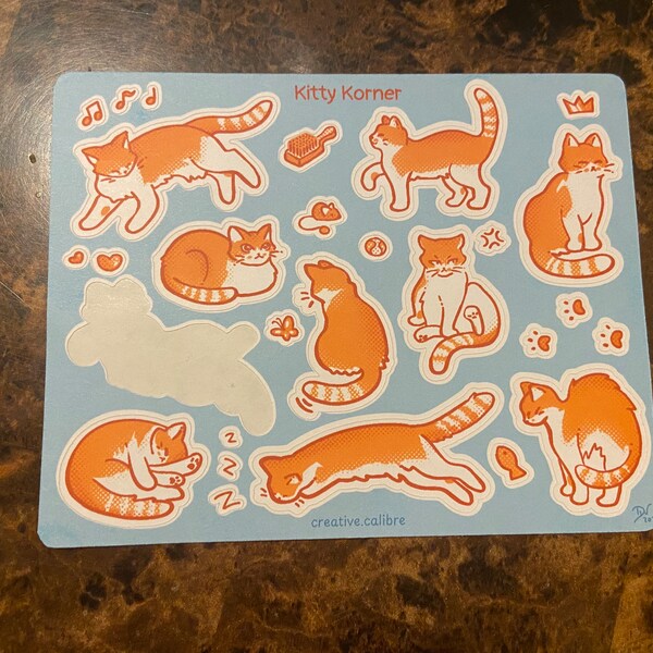 Kitty Korner Sticker Sheet - Grey/russian Blue || Cat Sticker Sheet ...