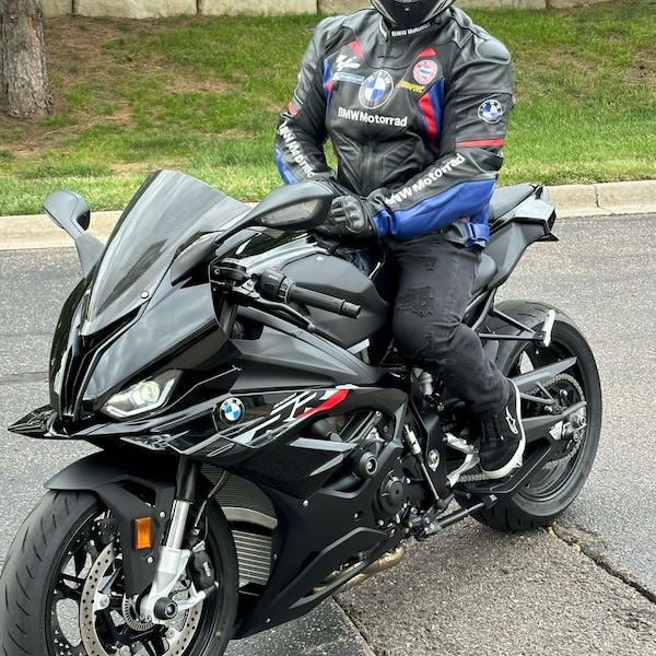 BMW Motorrad M1000XR Motorbike, Motorcycle, Black, Red, Blue Cowhide ...