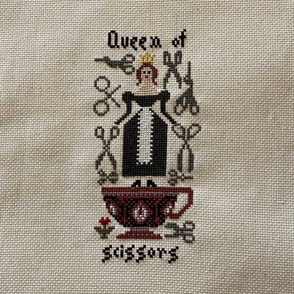 Queen of Scissors Cross Stitch Pattern, X Stitch Chart, Mini Sampler ...