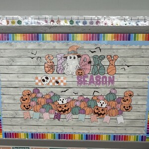 Groovy Ghost Halloween Retro Bulletin Board Kit, Fall Hallway Decor ...