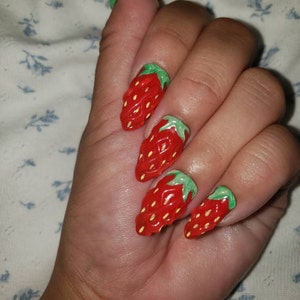 Cherry Colita 3D Cherry Tiger Print Aura Design Press Ons - Etsy