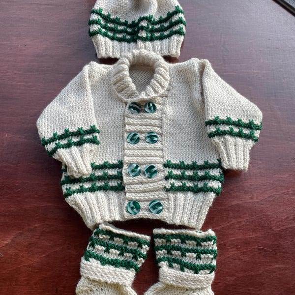 Girl's Bright Easy Knit Roll Neck Stripe Sweater & Beanie Hat DK 8ply ...