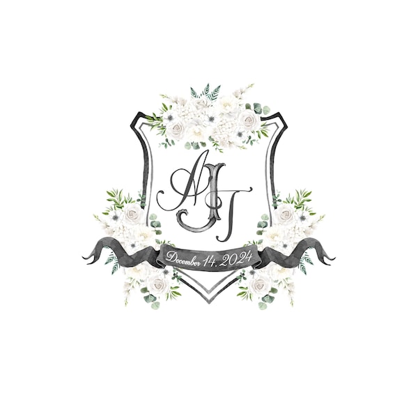 Custom Wedding Monogram Logo, Wedding Monogram, Watercolor Monogram ...
