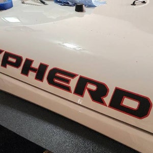 Custom Black Lettering Sticker Decal for Hood With an Outline Set of 2 ...