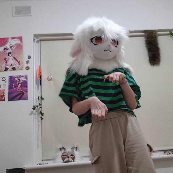 Kig Fursuit Head Cat Furry Head With Lolita Clips, Kig Kemono Fursuit ...