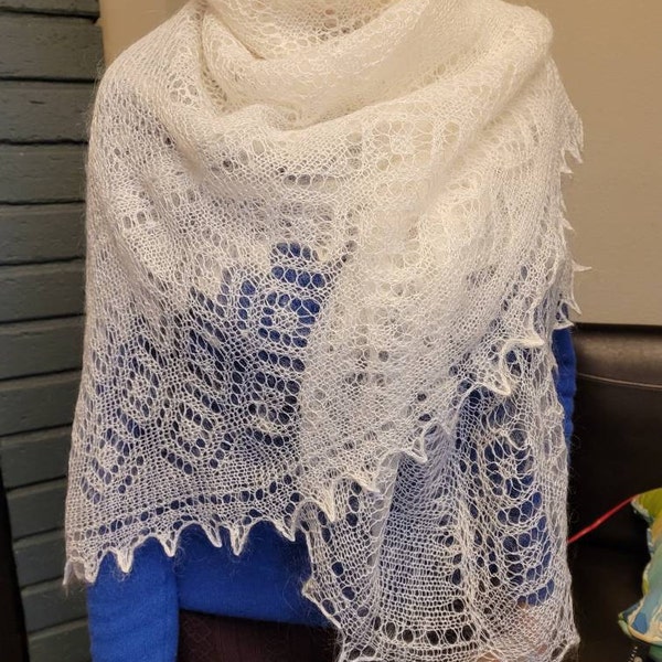 White Orenburg Shawl, White Shawl, Wharm Shawl,wrap, Cape, Goat Down ...