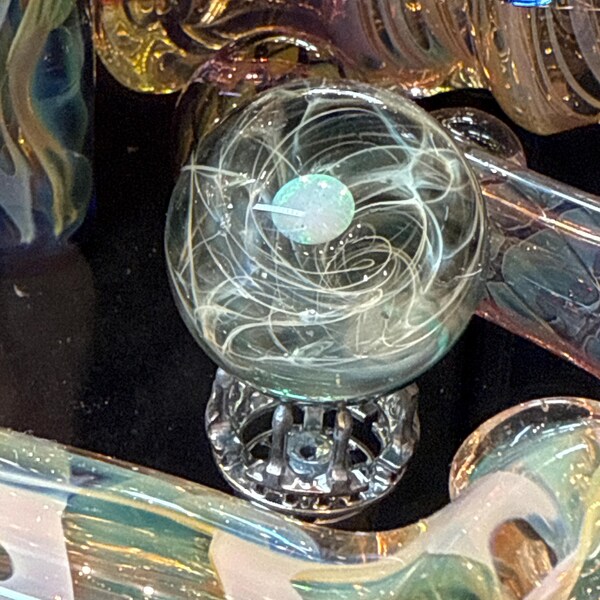 Silver Chaos Fume Borosilicate Vortex Marble Lampwork Glass Marble With ...