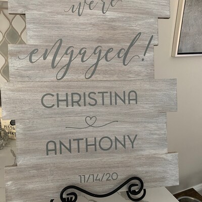 Personalized Engagement Decal, Engagement Party Sign, Newly Engaged ...