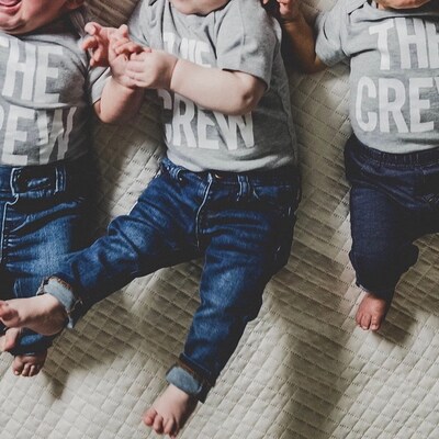 Triplets Onesie®, Matching Triplets Outfit, the Crew, Triplets Bodysuit ...