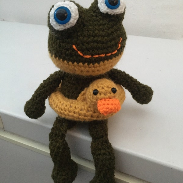 CROCHET PATTERN FROG With Duck Floatie - Amigurumi Toy Plush Pattern ...