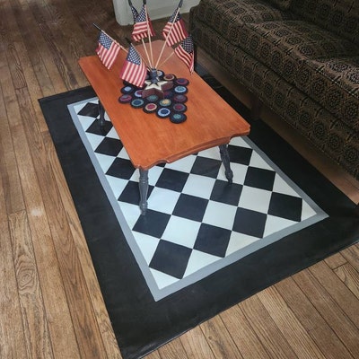 FLOORCLOTH Buttons Hand Painted Canvas Rug COUNTRY PRIMITIVE 6'x8' - Etsy