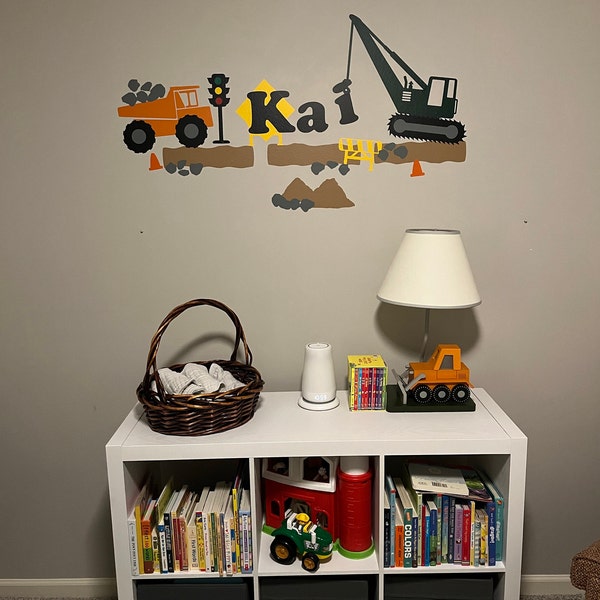 Construction Set Vinyl Wall Decals - Kids Transportation Wall Decals ...